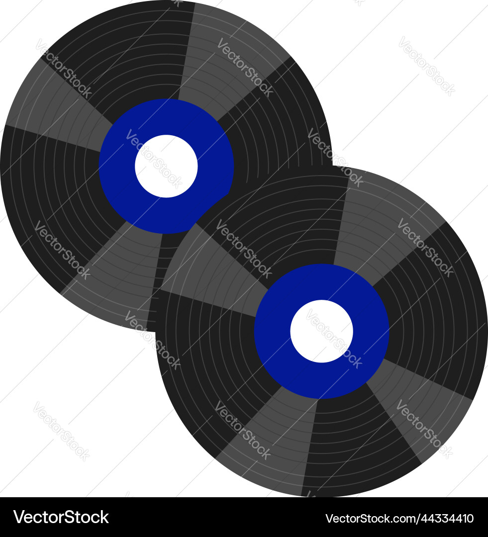 Old blue music discs on a white background Vector Image