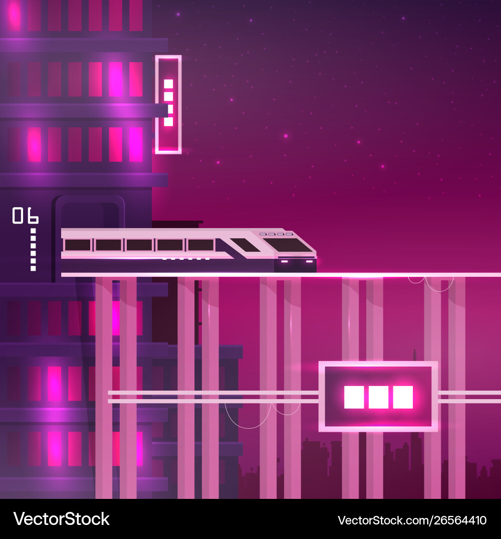Retro future train on railway travel concept Vector Image