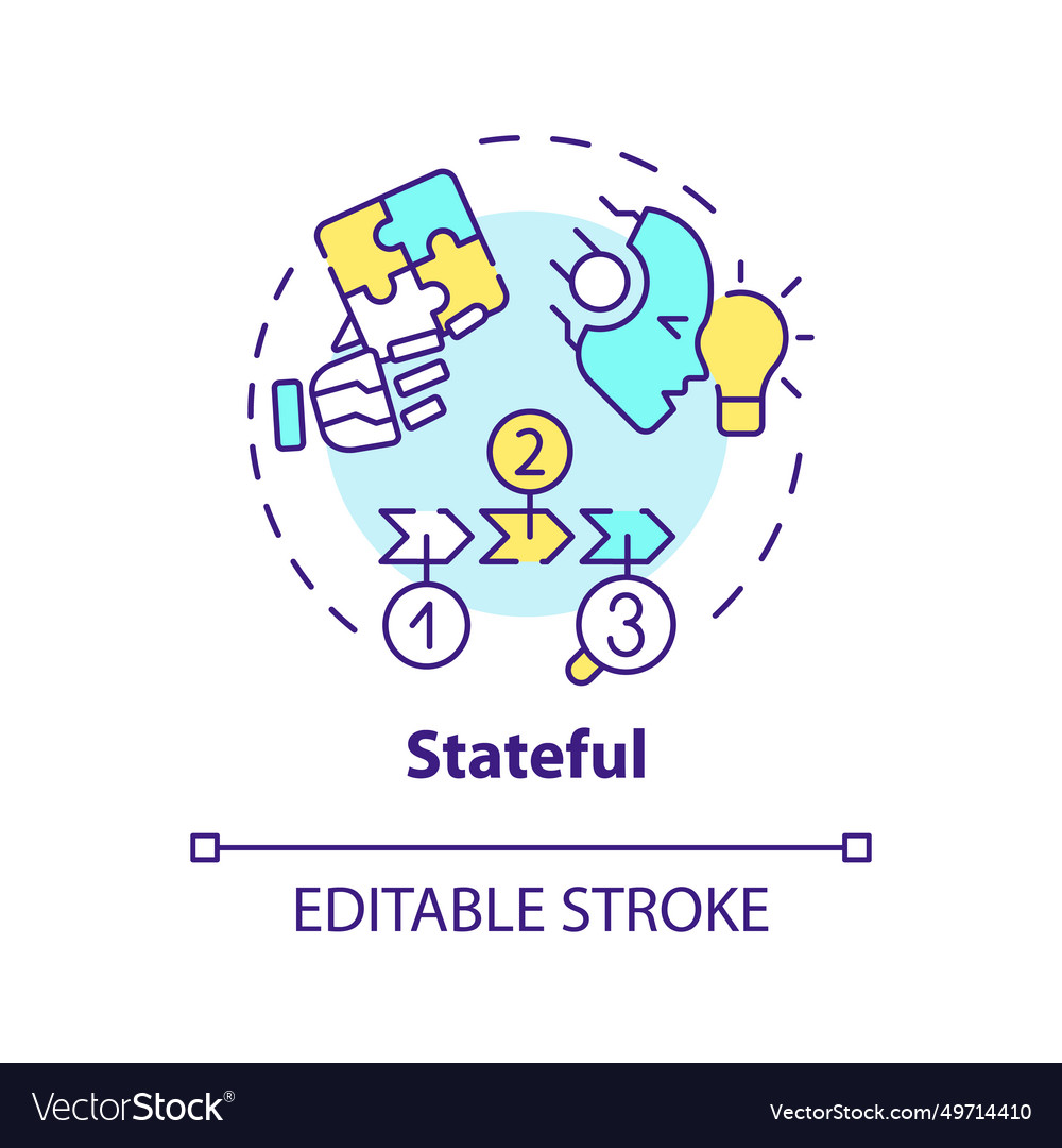 Thin Line Simple Colorful Stateful Icon Concept Vector Image