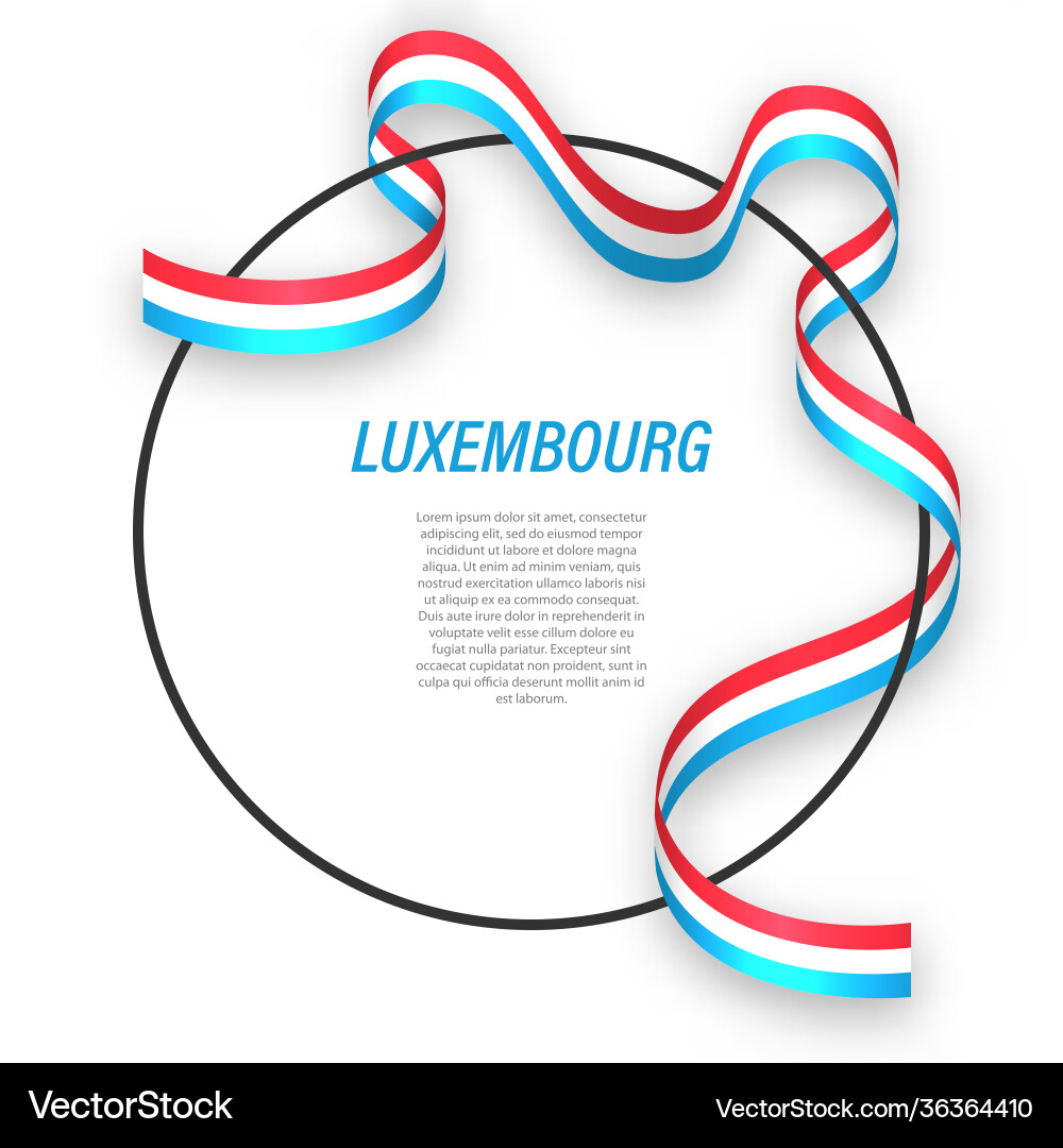 Waving ribbon flag luxembourg on circle frame Vector Image