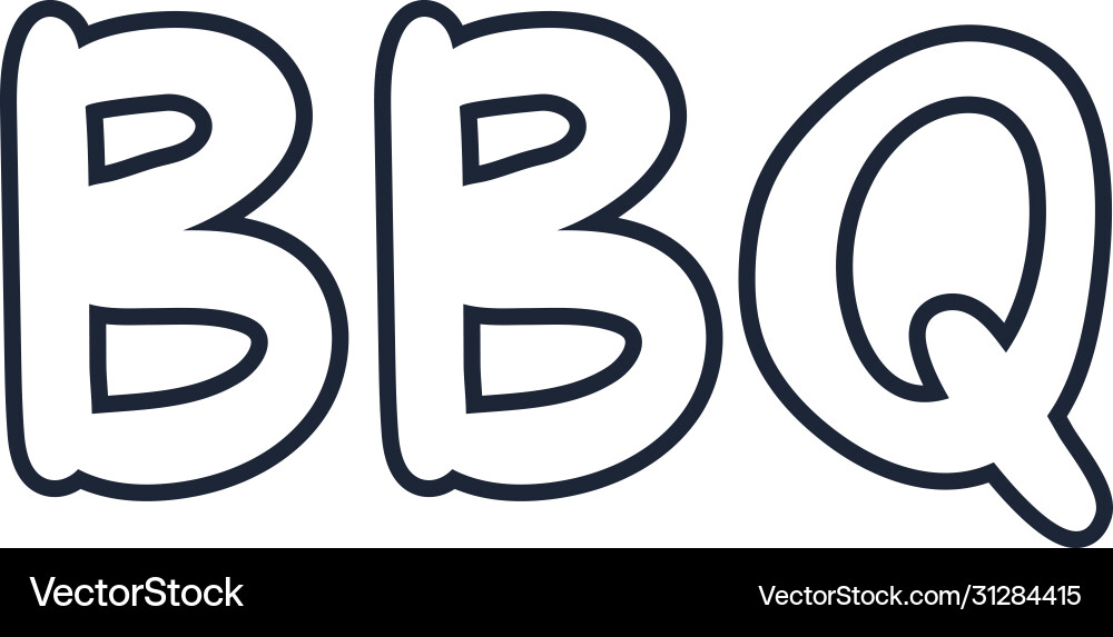 Bbq word lettering line style Royalty Free Vector Image