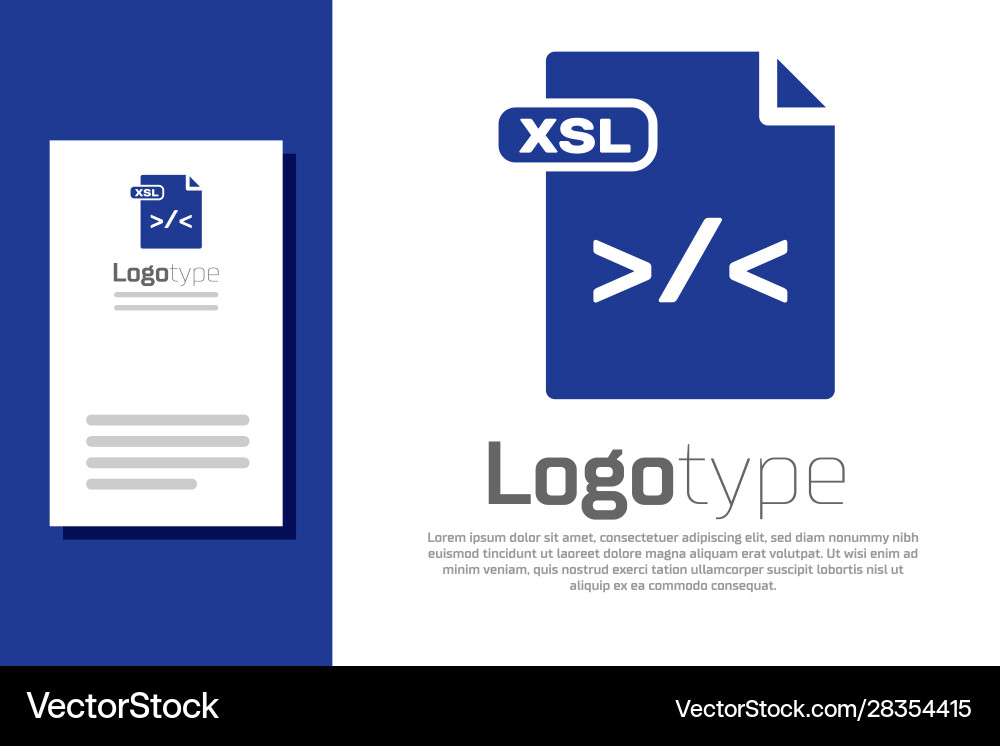 Blue xsl file document download xsl button icon Vector Image