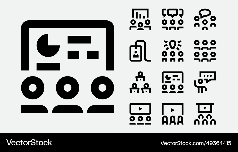 Business workshop outline icons Royalty Free Vector Image