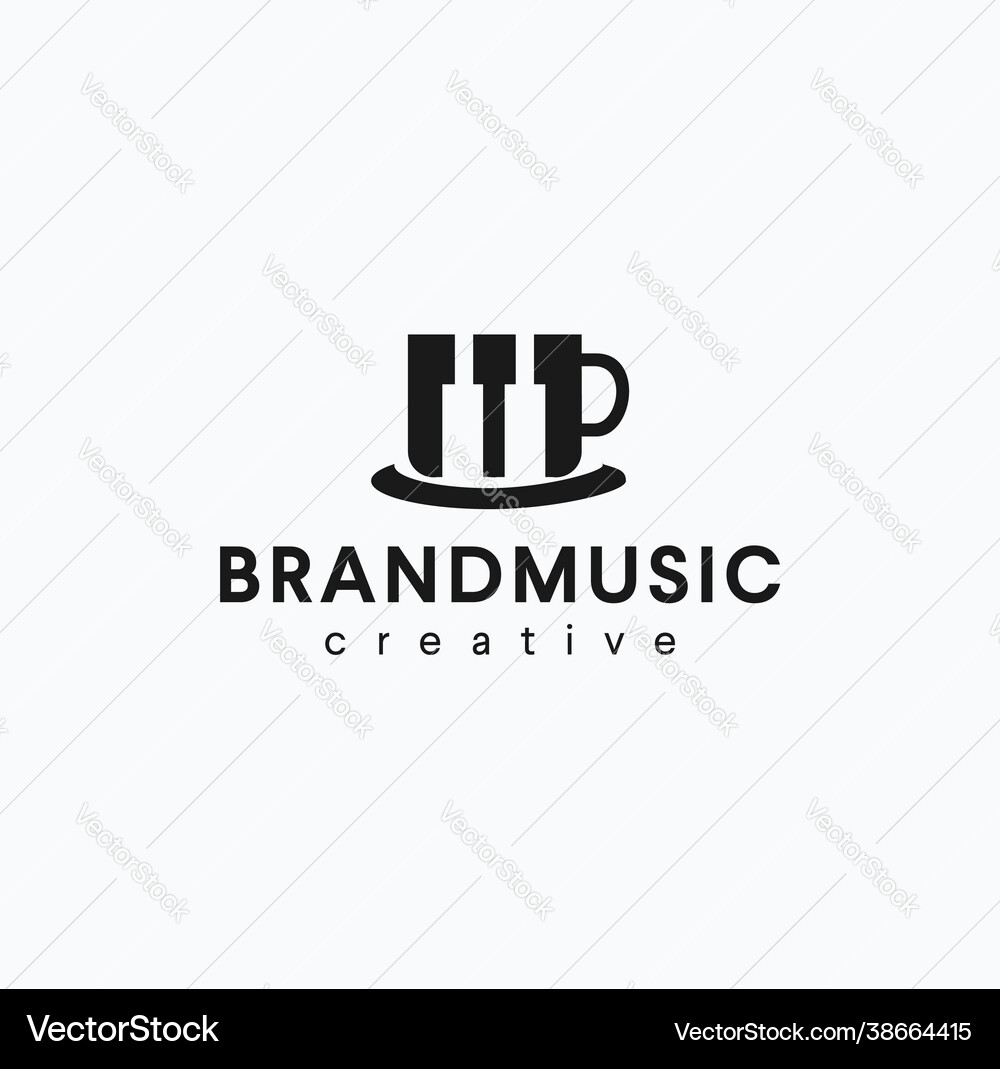 Coffee cup piano musical logo menu bar creative Vector Image