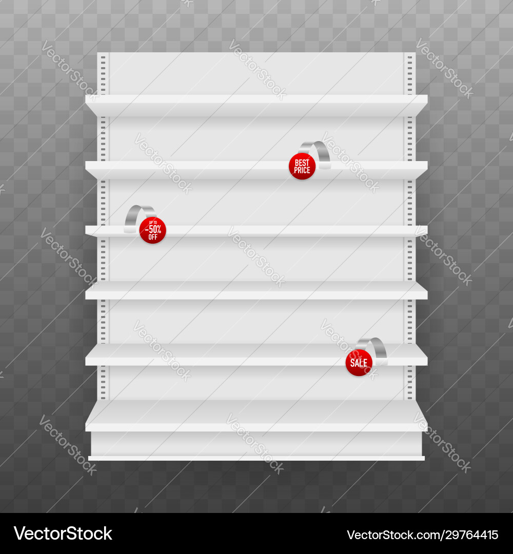 Empty store shelves isolated on background retail Vector Image