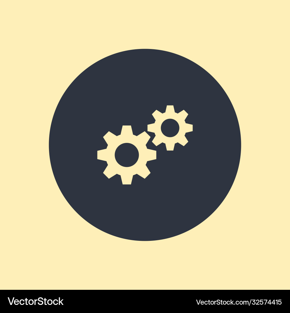 Gear icon symbol on round background Royalty Free Vector