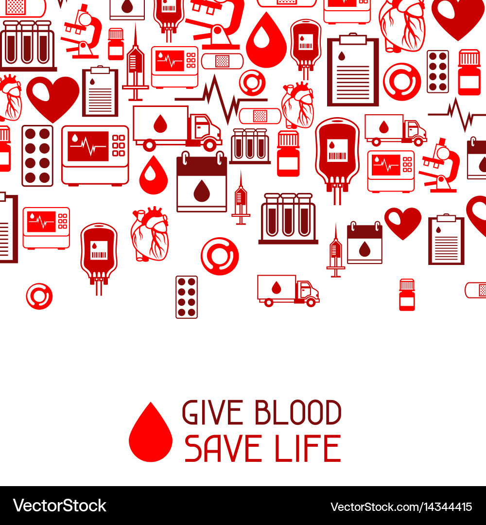 Give blood save life background with blood Vector Image