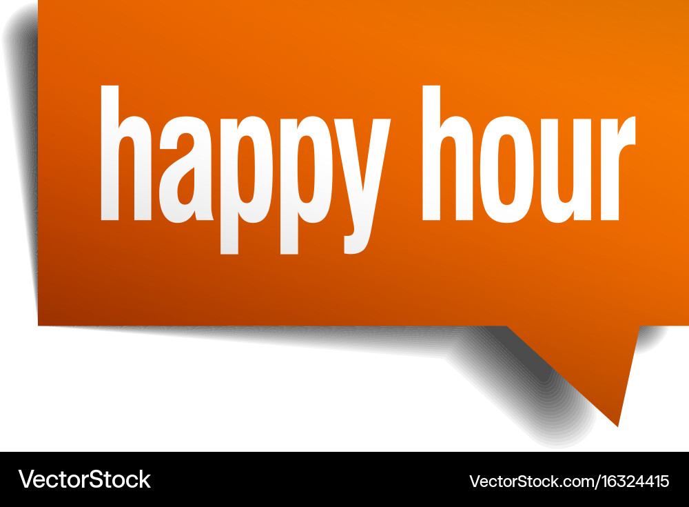Happy hour orange speech bubble isolated on white Vector Image