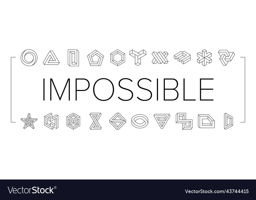 Impossible Geometric Shape Icons Set Royalty Free Vector