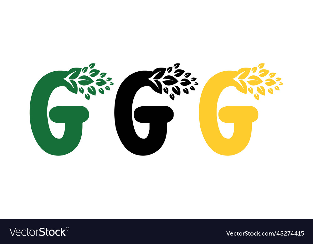 Letter eroded into leaf g logo Royalty Free Vector Image