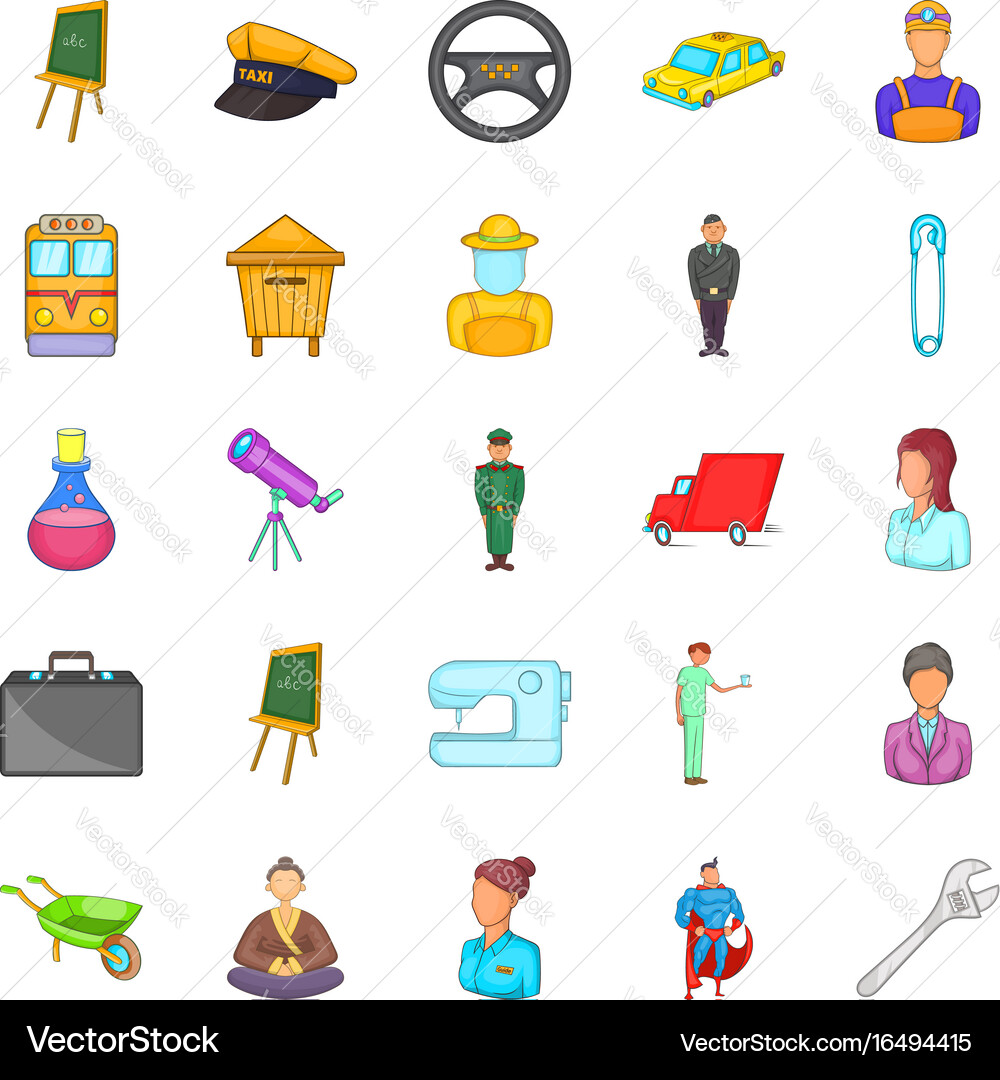 Maintain icons set cartoon style Royalty Free Vector Image