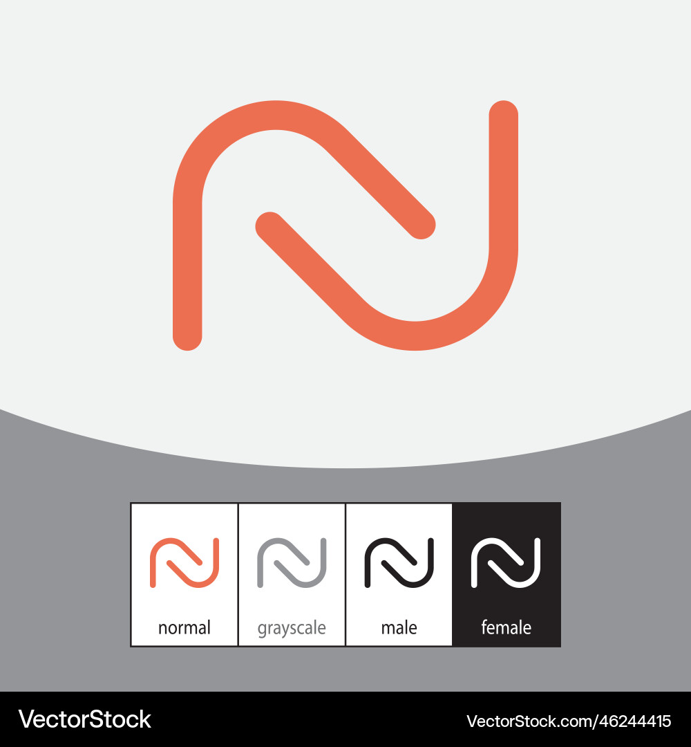 N letter logo orange color Royalty Free Vector Image