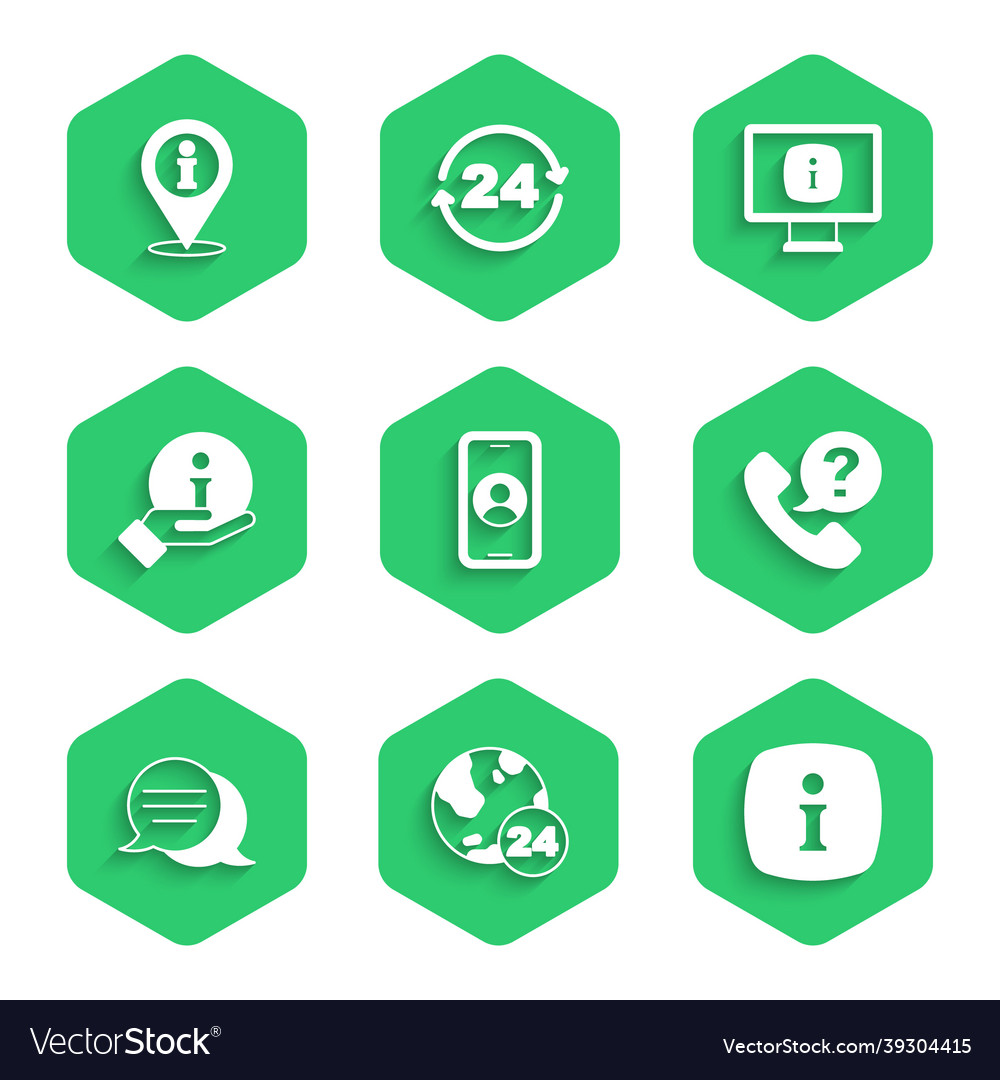 Set telephone 24 hours support information Vector Image