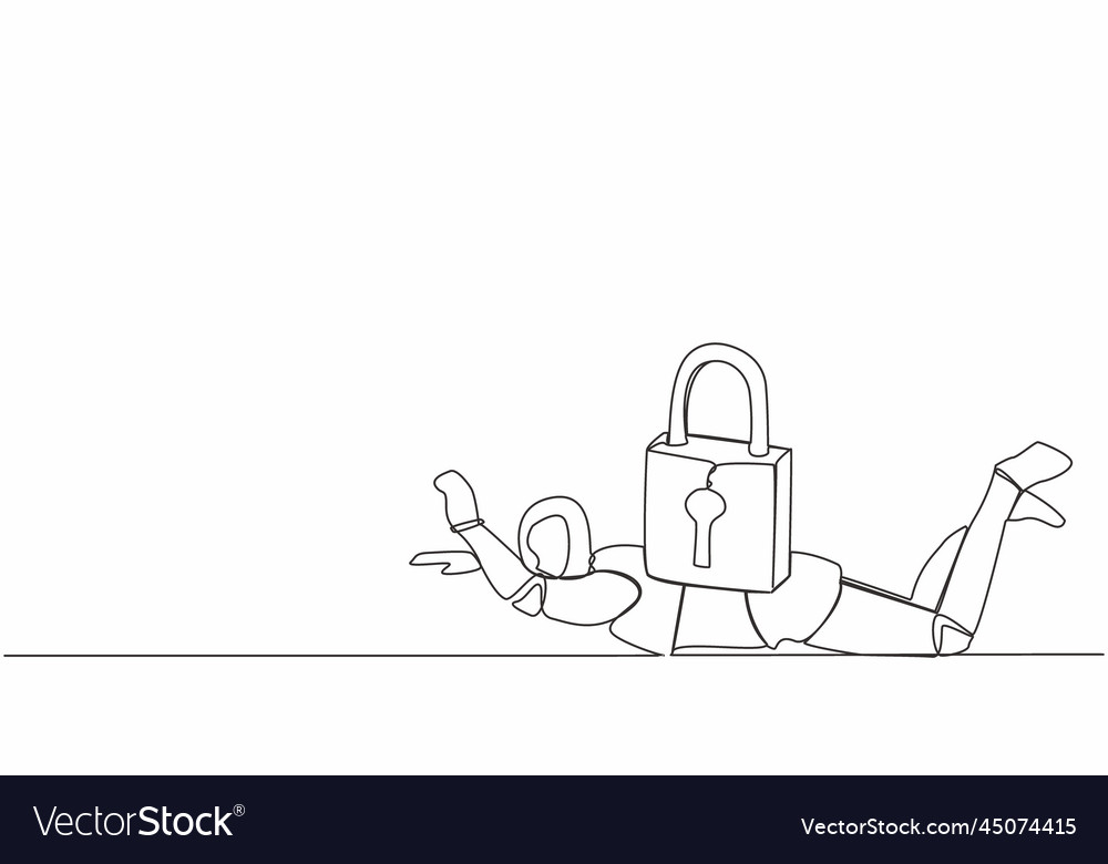 Single one line drawing stressed robot under Vector Image Single one line drawing stressed robot under Vector Image