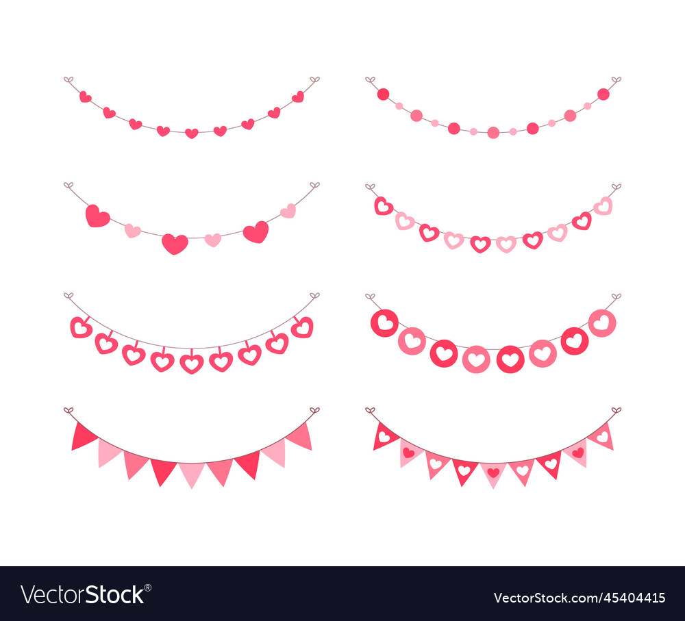 Valentines day bunting clipart set Royalty Free Vector Image