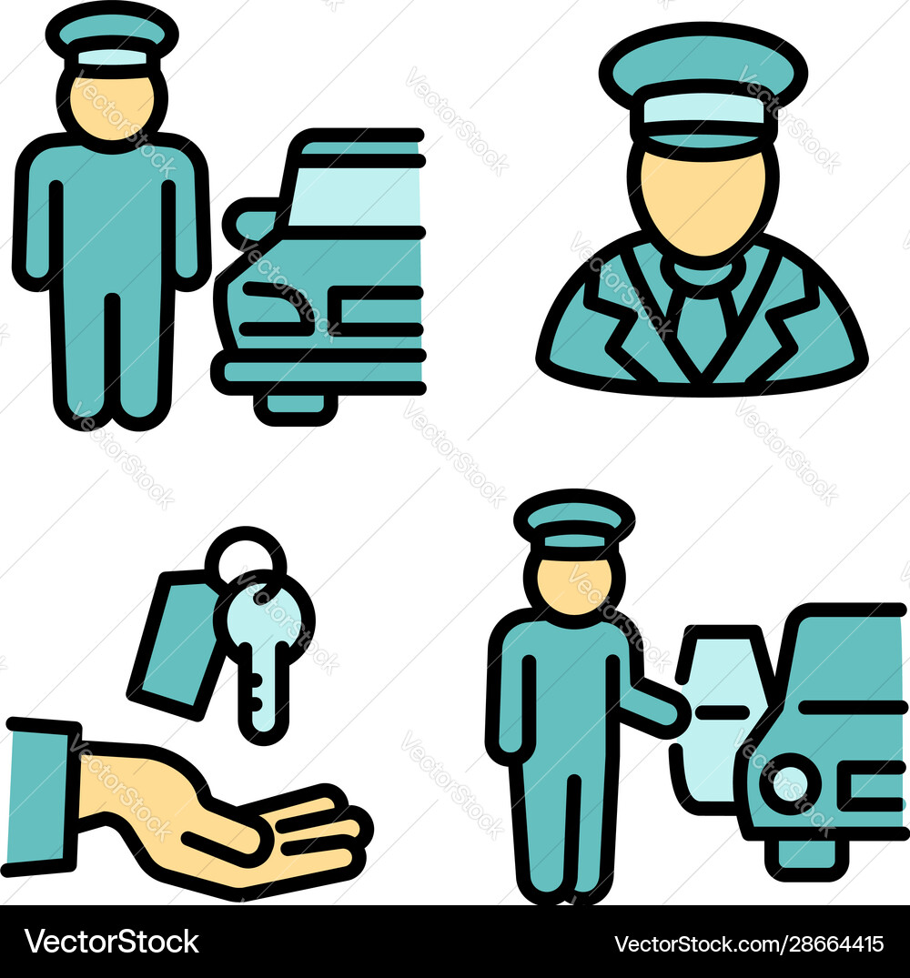 Valet icons set outline style Royalty Free Vector Image