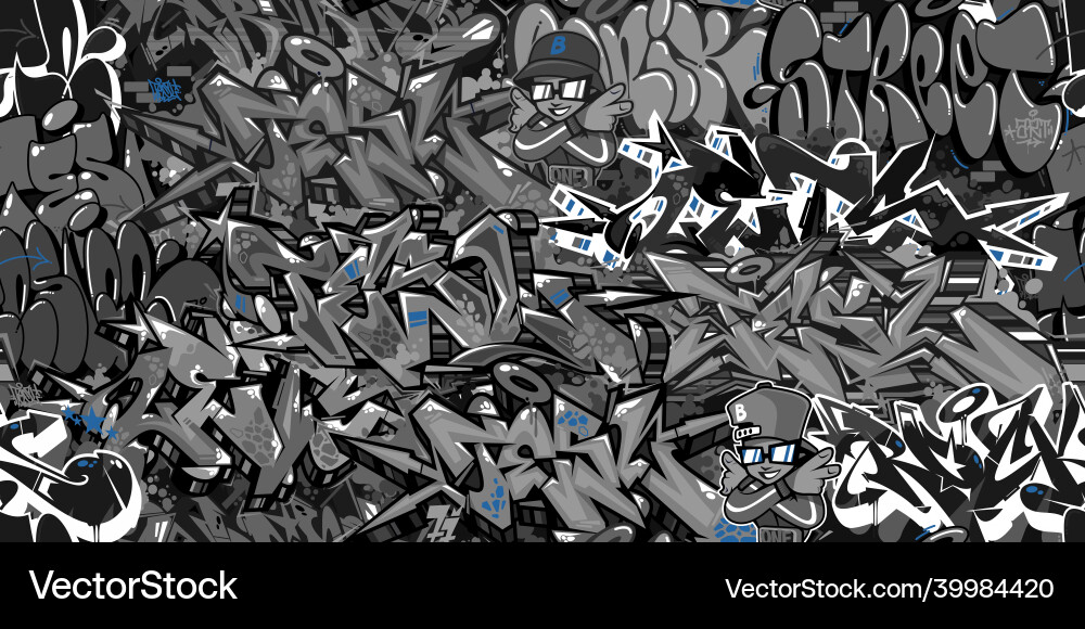 Dark urban graffiti street art seamless pattern Vector Image