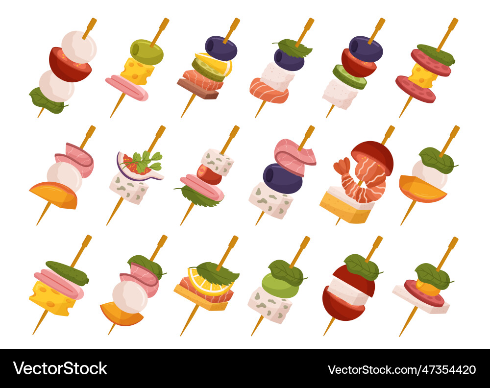 Elegant canape set featuring a variety Royalty Free Vector