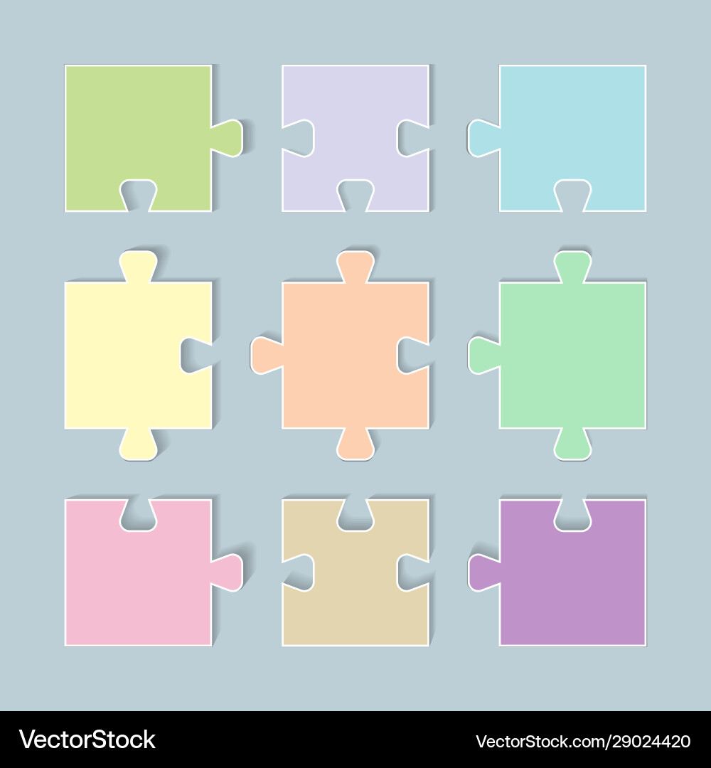 Puzzle pieces icon with paper cut style Royalty Free Vector
