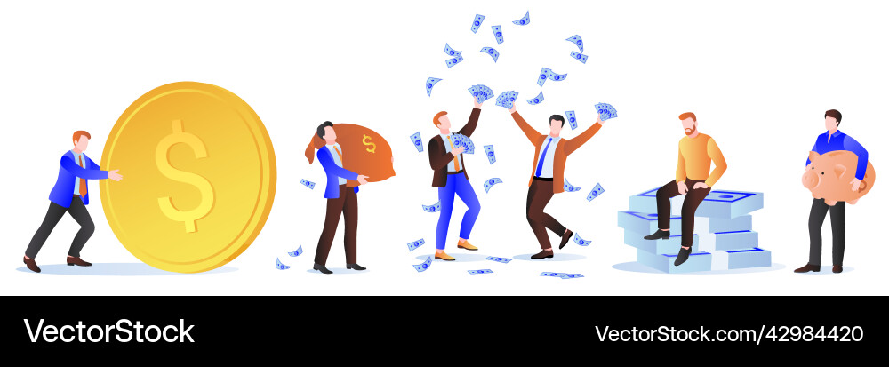 Rich men with money wealth Royalty Free Vector Image