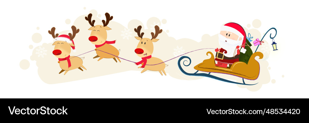 Santa in sleigh poster design Royalty Free Vector Image