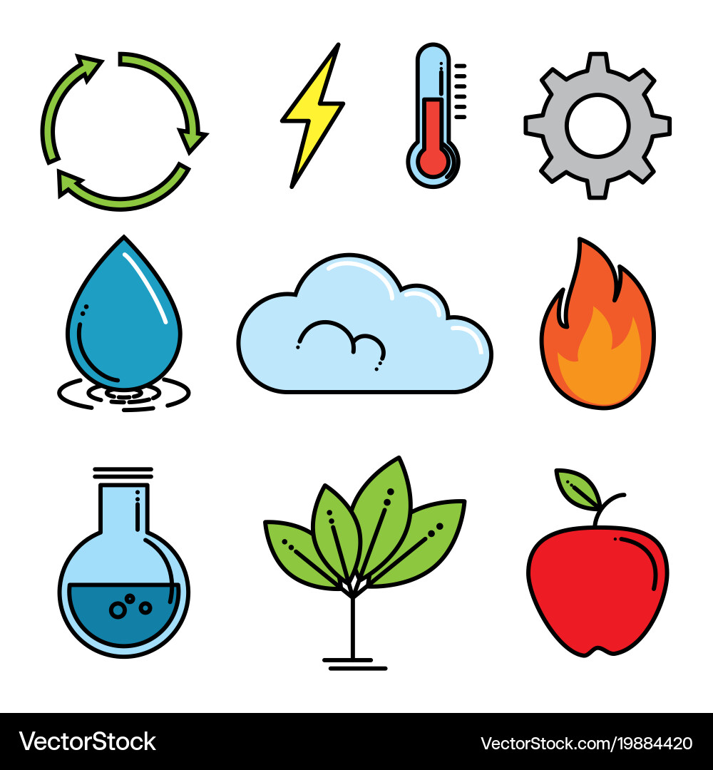 Set of eco energy elements Royalty Free Vector Image