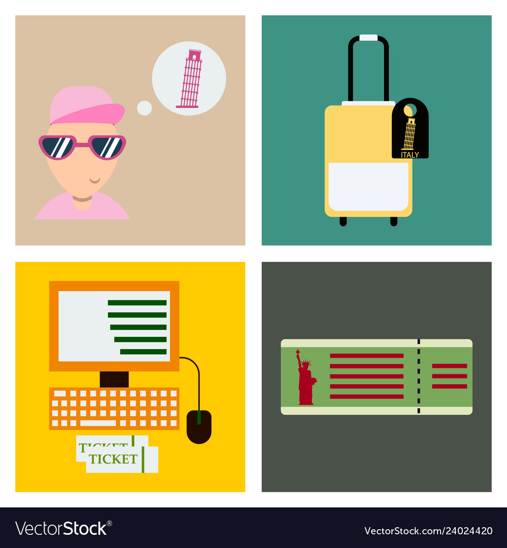 Tourism icon set included icons as tourist guide Vector Image Tourism icon set included icons as tourist guide Vector Image