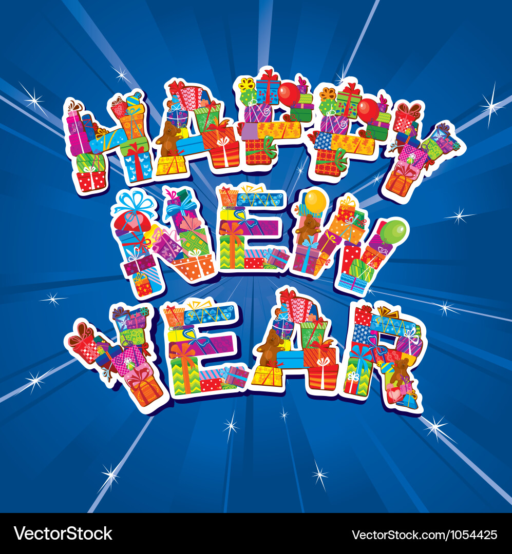 Abstract happy new year blue background Royalty Free Vector