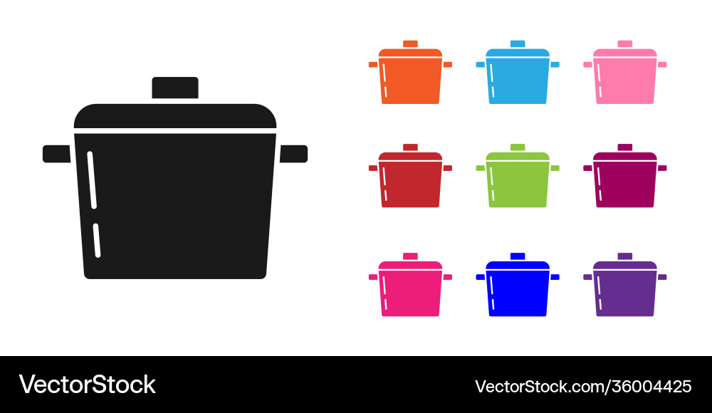 Black cooking pot icon isolated on white Vector Image