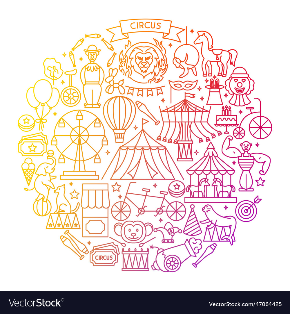 Circus line icon circle design Royalty Free Vector Image Circus line icon circle design Royalty Free Vector Image