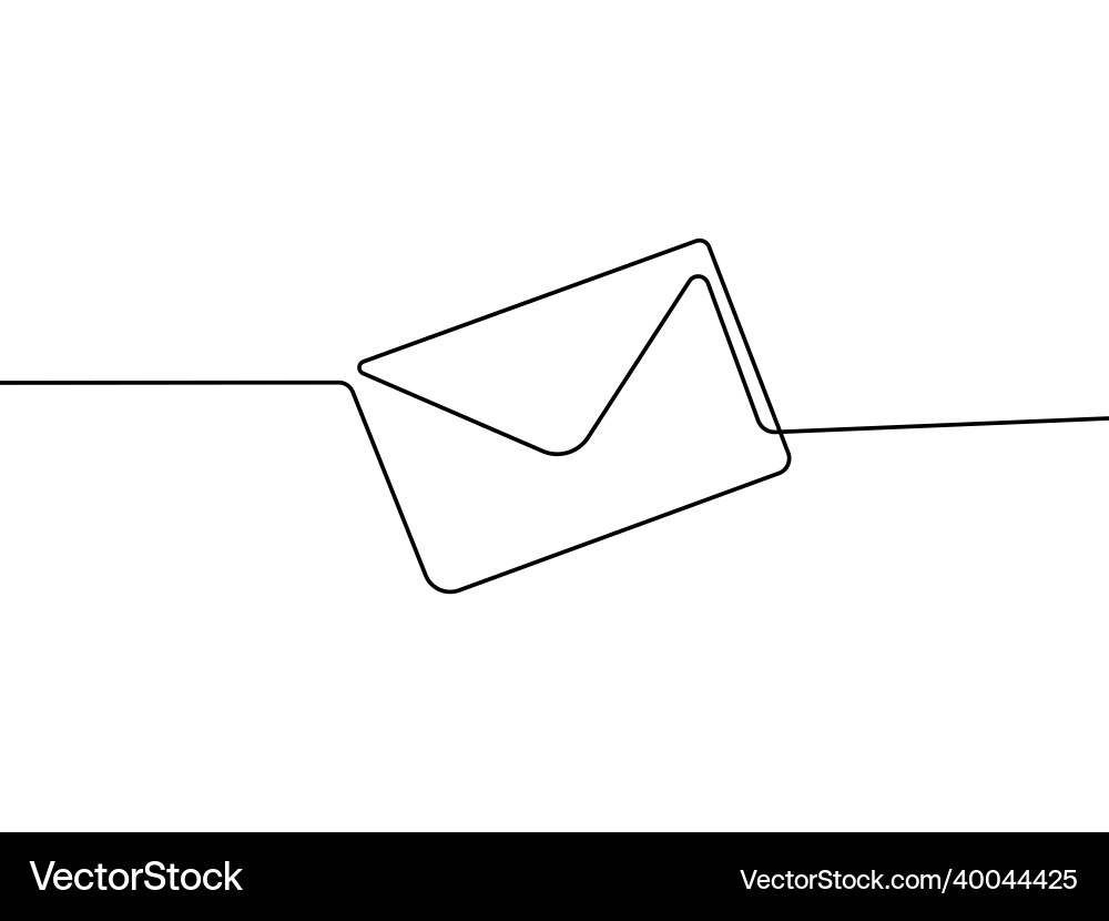 Continuous line drawing of mail on a white Vector Image