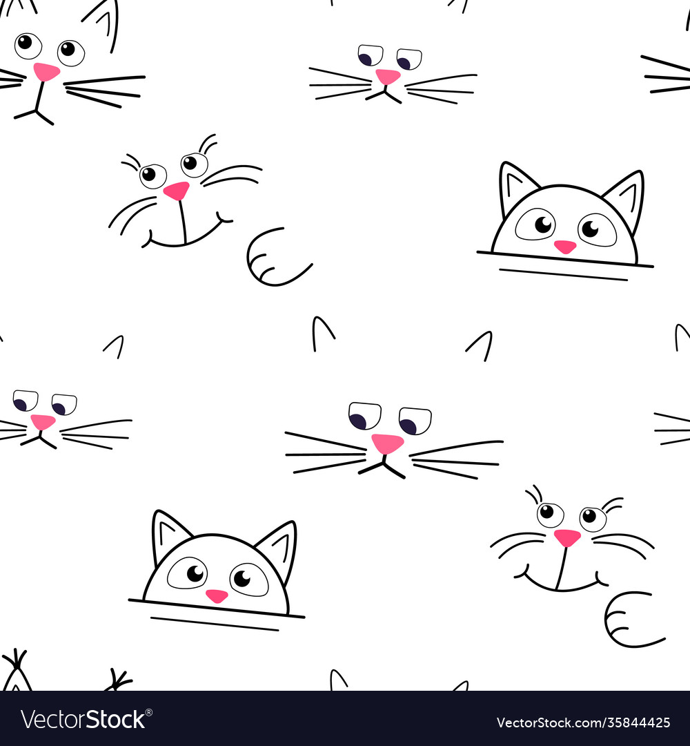 Cute kitty muzzle pattern seamless Royalty Free Vector Image