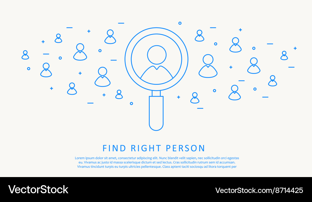 Find right person thin blue line design Royalty Free Vector
