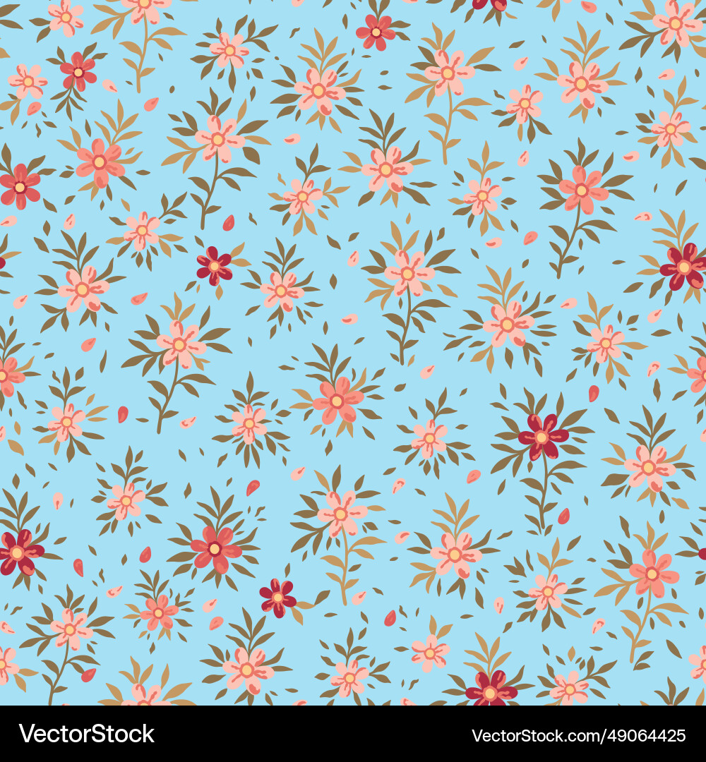 Floral pattern beautiful flowers on a turquoise Vector Image