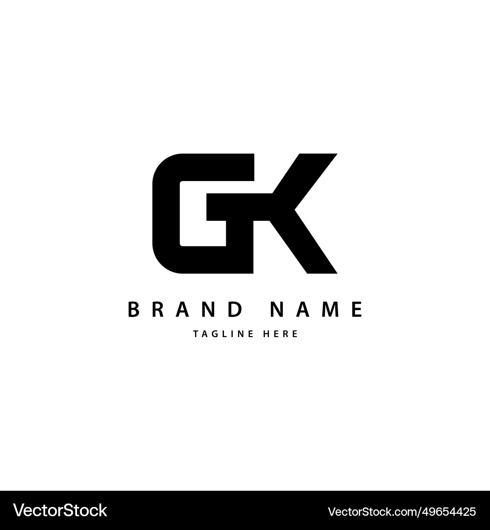Gk logo design alphabet template style Royalty Free Vector