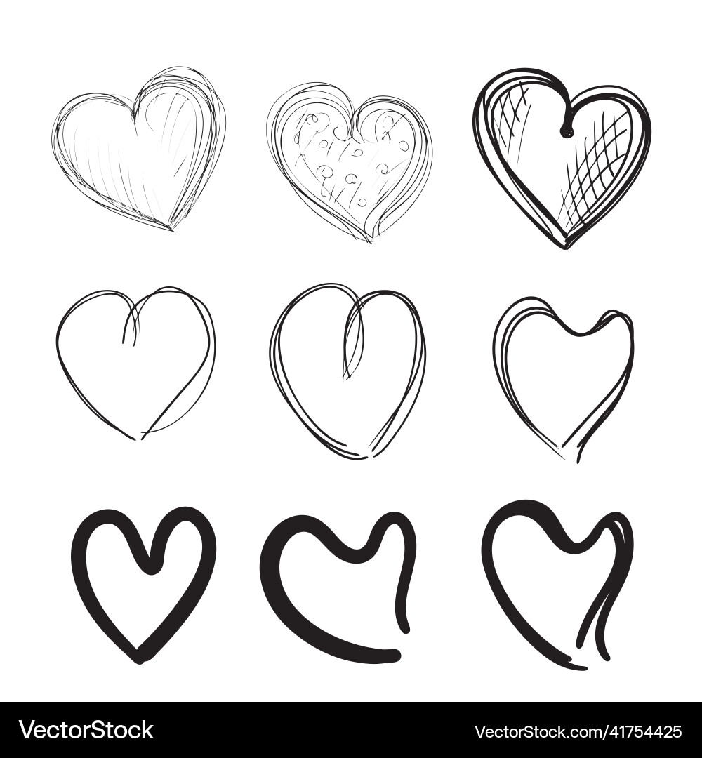 Hand drawn heart love shape doodle symbol Vector Image