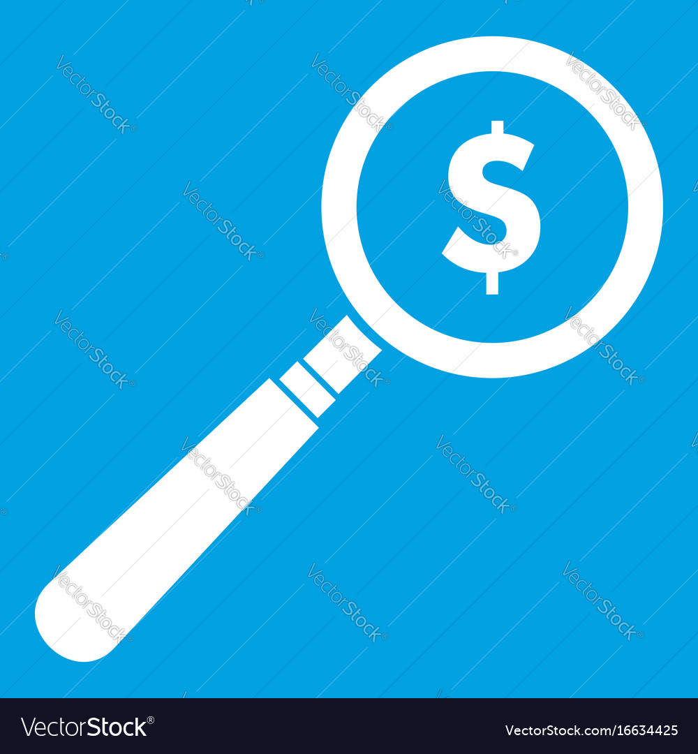 Magnifier icon white Royalty Free Vector Image