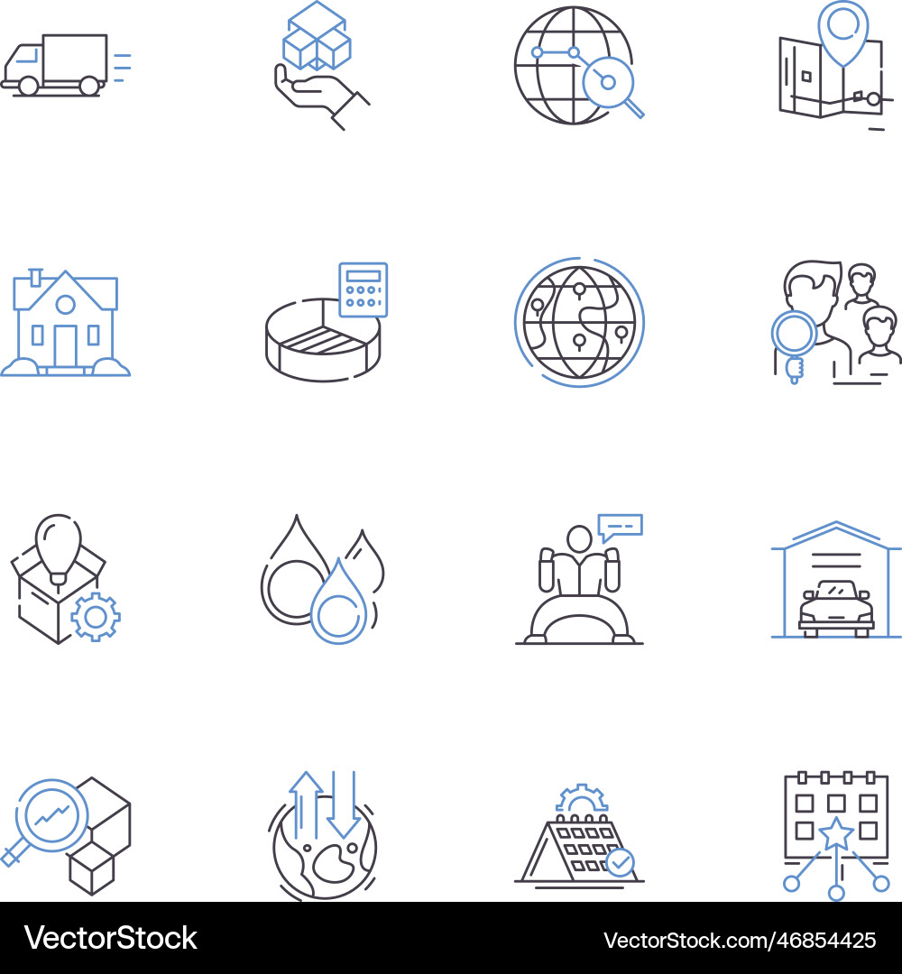 Organizational communication line icons collection