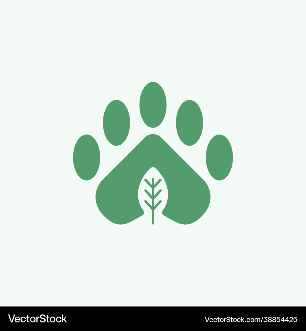 Paw nature leaf business logo design Royalty Free Vector