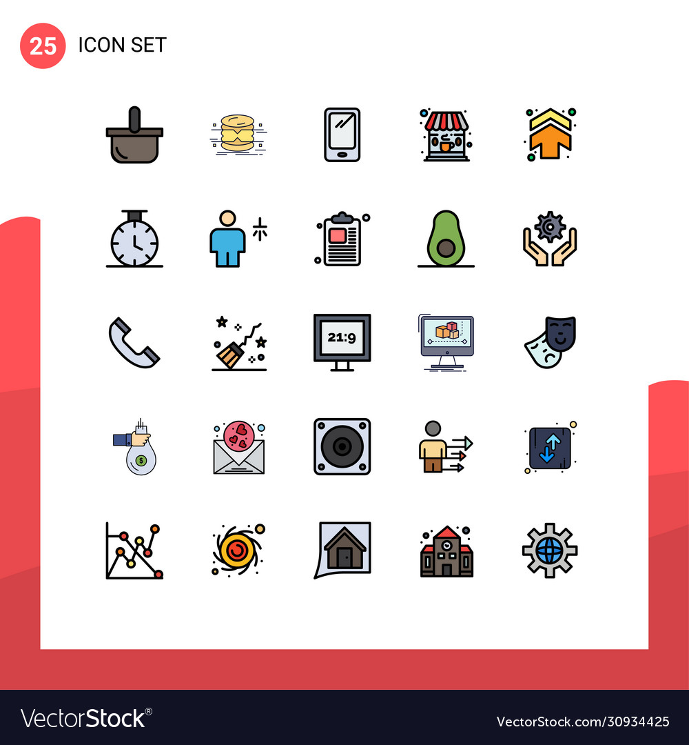 Stock icon pack 25 line signs and symbols for Vector Image