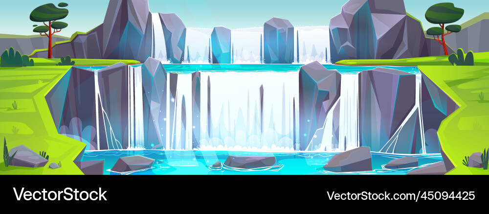 Waterfall cascade at summer nature landscape Vector Image