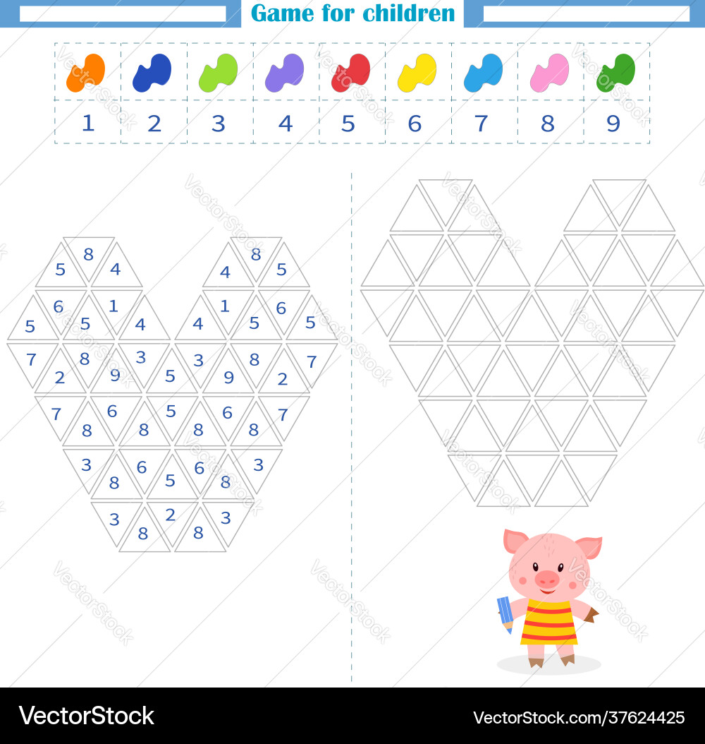 Worksheet for children color empty shapes by Vector Image