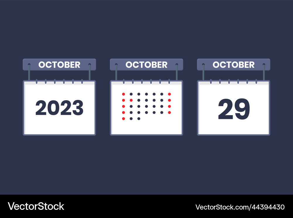 2023 calendar design october icon 29th october Vector Image