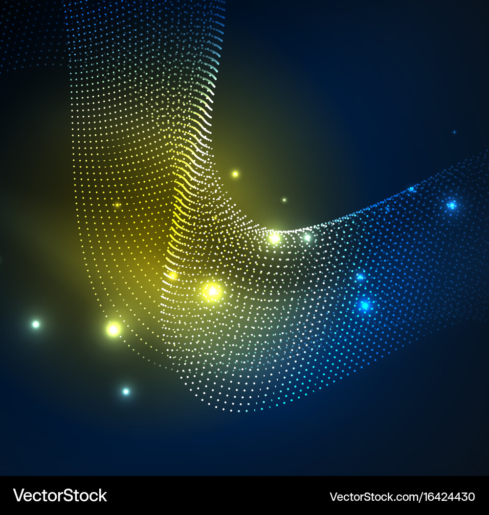 3d illuminated wave of glowing particles Vector Image