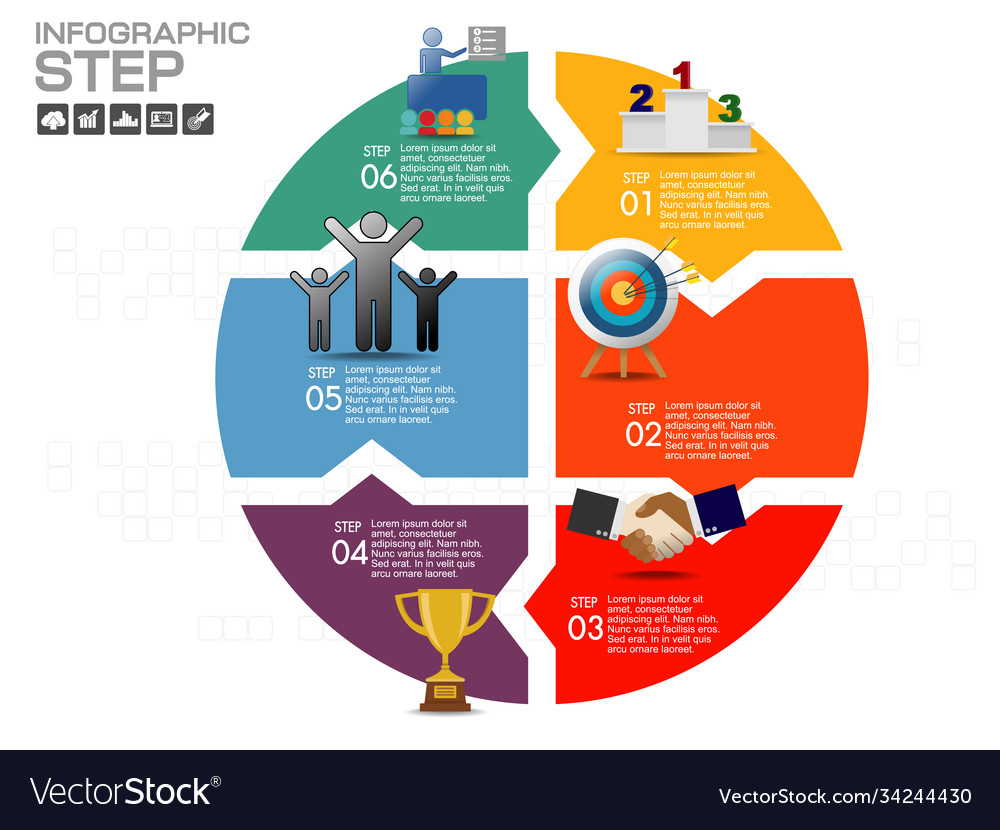 Business data process chart diagram with steps Vector Image