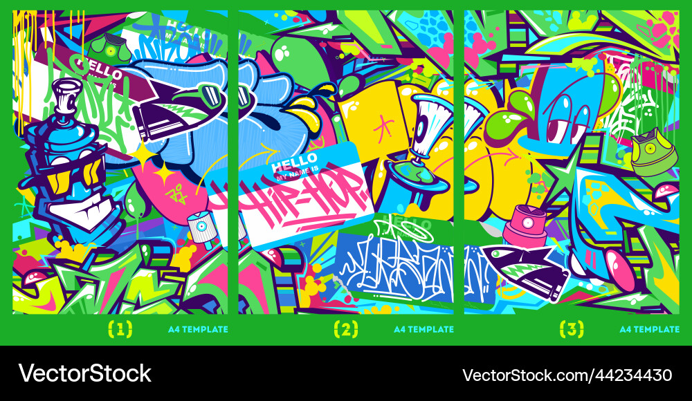 Cool abstract urban graffiti style a4 poster Vector Image