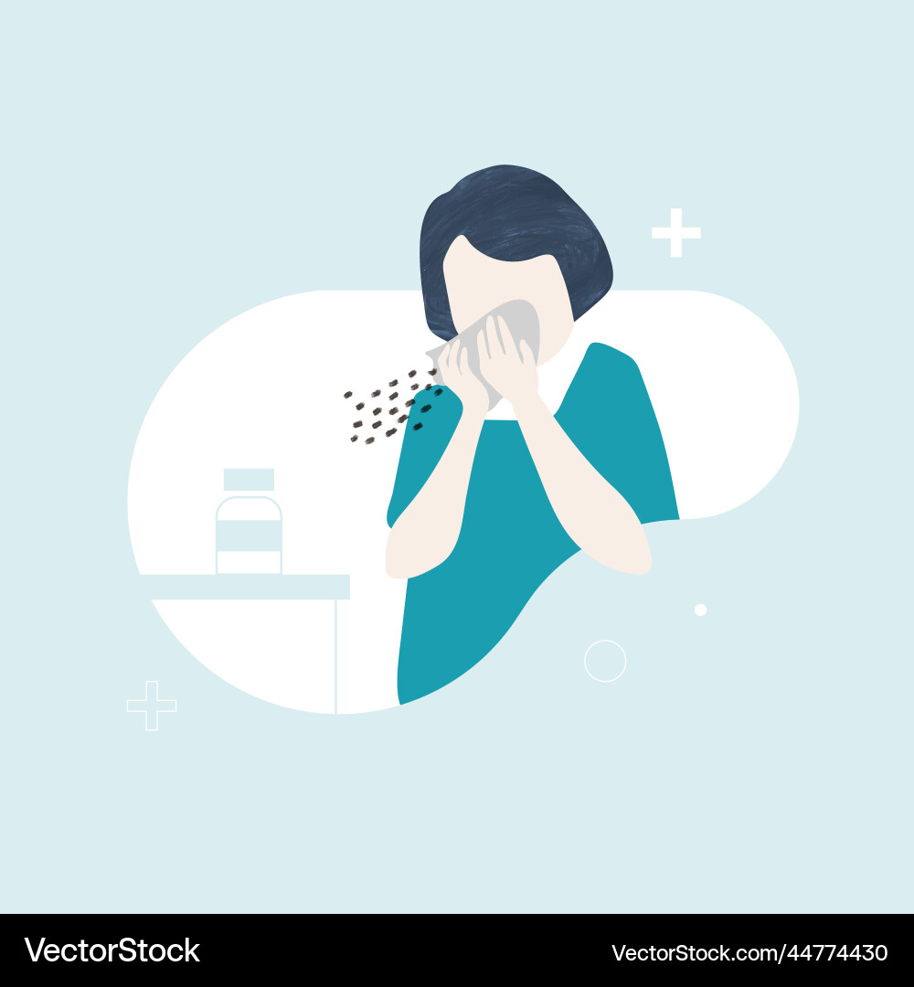 Coughing woman character Royalty Free Vector Image