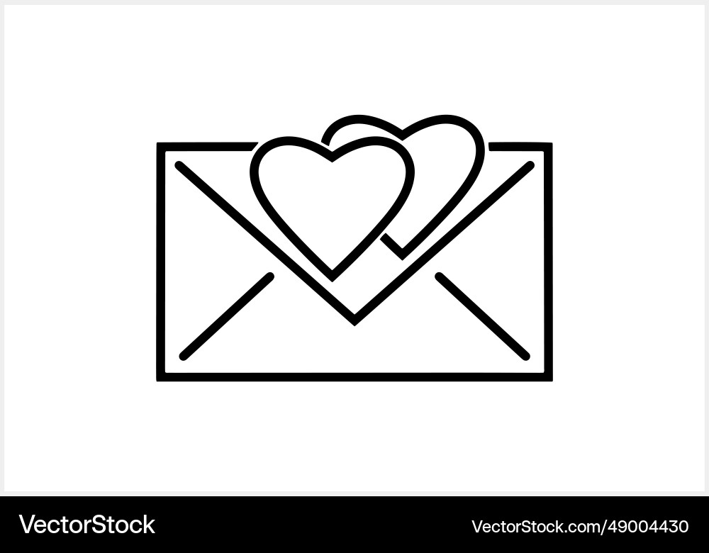 Doodle love envelope with heart wedding design Vector Image