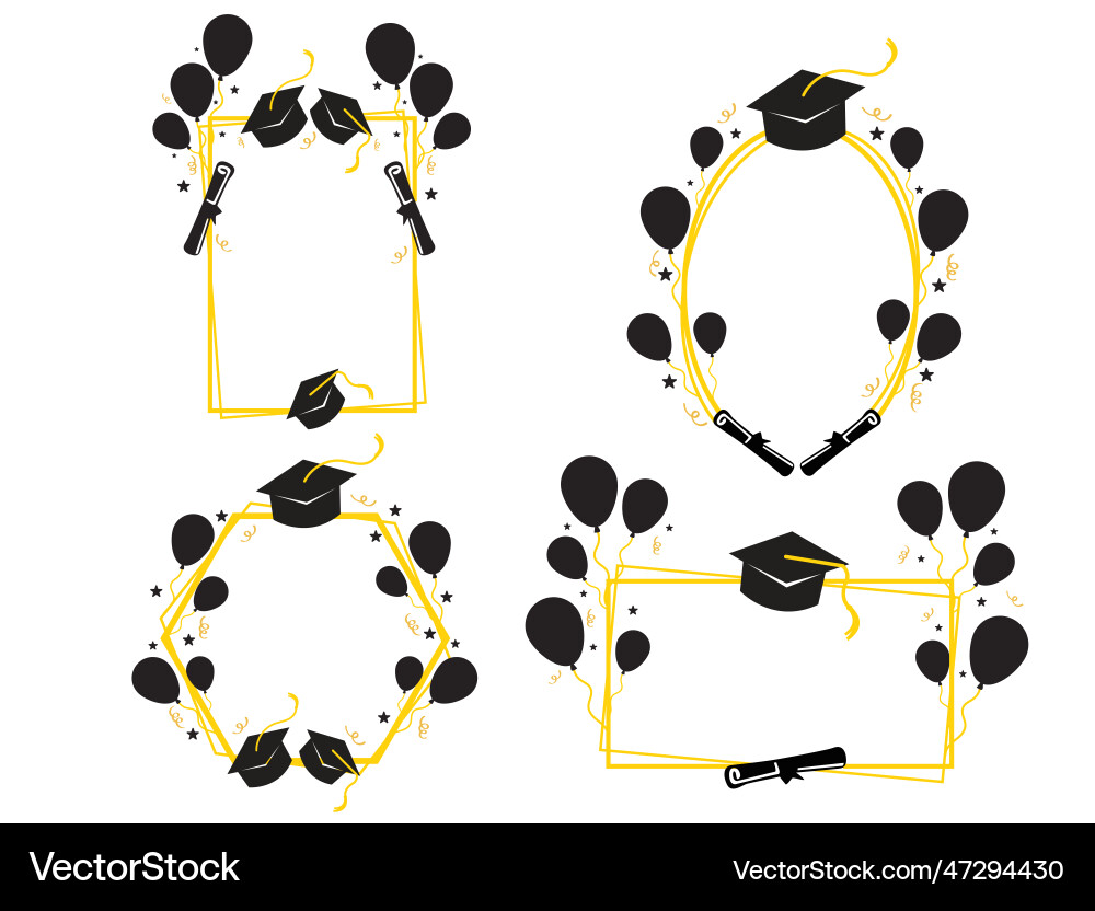 Graduation frames with balloon party graduate Vector Image