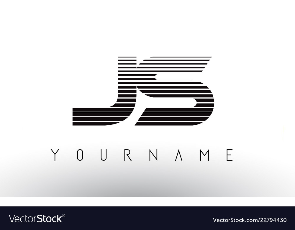 Js black and white horizontal stripes letter logo Vector Image